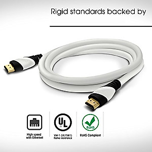 35 Ft HDMI Cable, GearIT Pro Series HDMI Cable 35 Feet High Speed Ethernet 4K Resolution 3D Video and ARC Audio Return Channel HDMI Cable, White