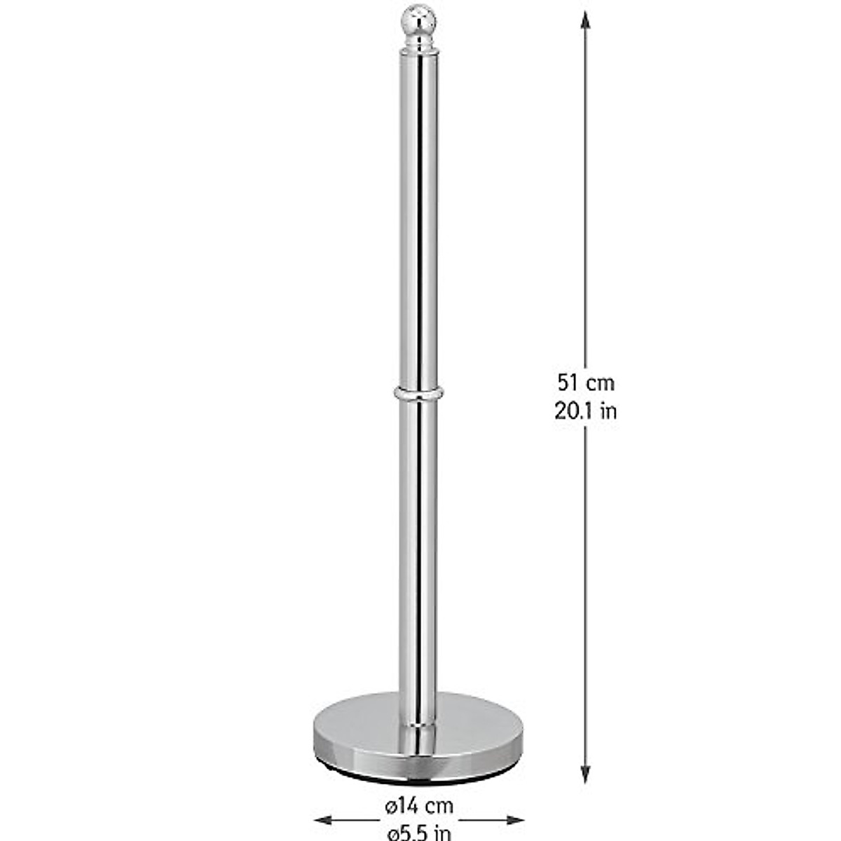 Tatkraft Ideal - Free Standing Toilet Paper Holder Stand - 20.1in (51cm) - Storage for 4 Rolls - Paper Towel Holder - Chrome Plated Steel
