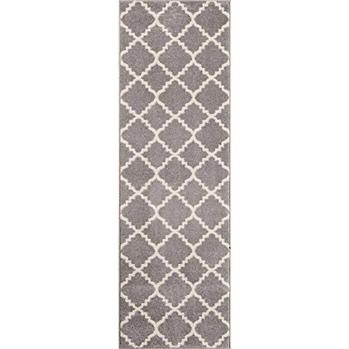 Harbor Trellis Grey Quatrefoil Geometric Modern Casual 2x7 (2'3" x 7'3" Runner) Easy to Clean Stain/Fade Resistant Shed Free Contemporary Traditional Moroccan Lattice Soft Living Dining Room Rug