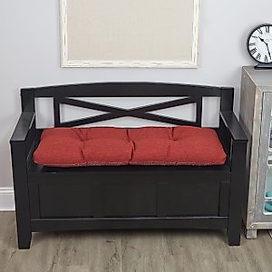 Klear Vu The Gripper Omega Non-Slip Tufted Bench Cushion for Indoor Furniture, Entryway Storage, Bay Window, Corner Nook or Piano Seat, 43 Inches, 09 Flame