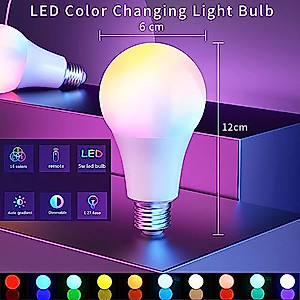YKNAWOIR RGB Color Changing Light Bulb with Remote Control, RGBW LED Light Bulb A19 E27 White 5W 450LM 12 Color Choices Multicolor Dimmable Flood Light Bulb for Party Bedroom Home