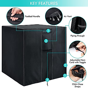 WLEAFJ Air Conditioner Cover for Outside Units, Heavy Duty AC Unit Cover Outdoor for Winter Fits up to 24 x 24 x 30 inches