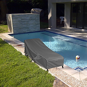 HWmatyCover Outdoor Lounge Chair Cover, 600D Heavy Duty and Waterproof Chaise Lounge Cover, Weather Resistant Patio Lounge Chair Cover, with Air Vents, 2 Pack - 83.8" W x 30" D x 25.9" H, Grey (L)