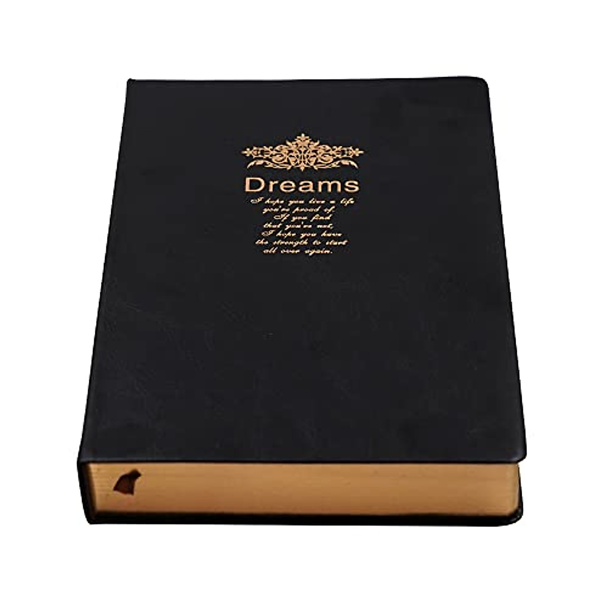 Lined Journal Notebook, Black Faux Leather Cover, 100Gsm Premium Thick Papers with Golden Rim, 416 Pages A5 Dream Journals for Writing