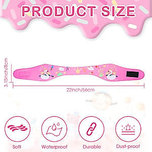 HESTYA Swimming Headband for Kids, 4 Pieces Adjustable Neoprene Swim Band Ear Protection, Cute Cartoon Head Ear Bands (Swan, Flamingo, Flower, Unicorn)