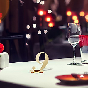 1-15 Acrylic Table Number Decoration Gold Mirror Table Number Signs With Stand Base Table Numbers Cards for Wedding&Party Double Side Mirrored