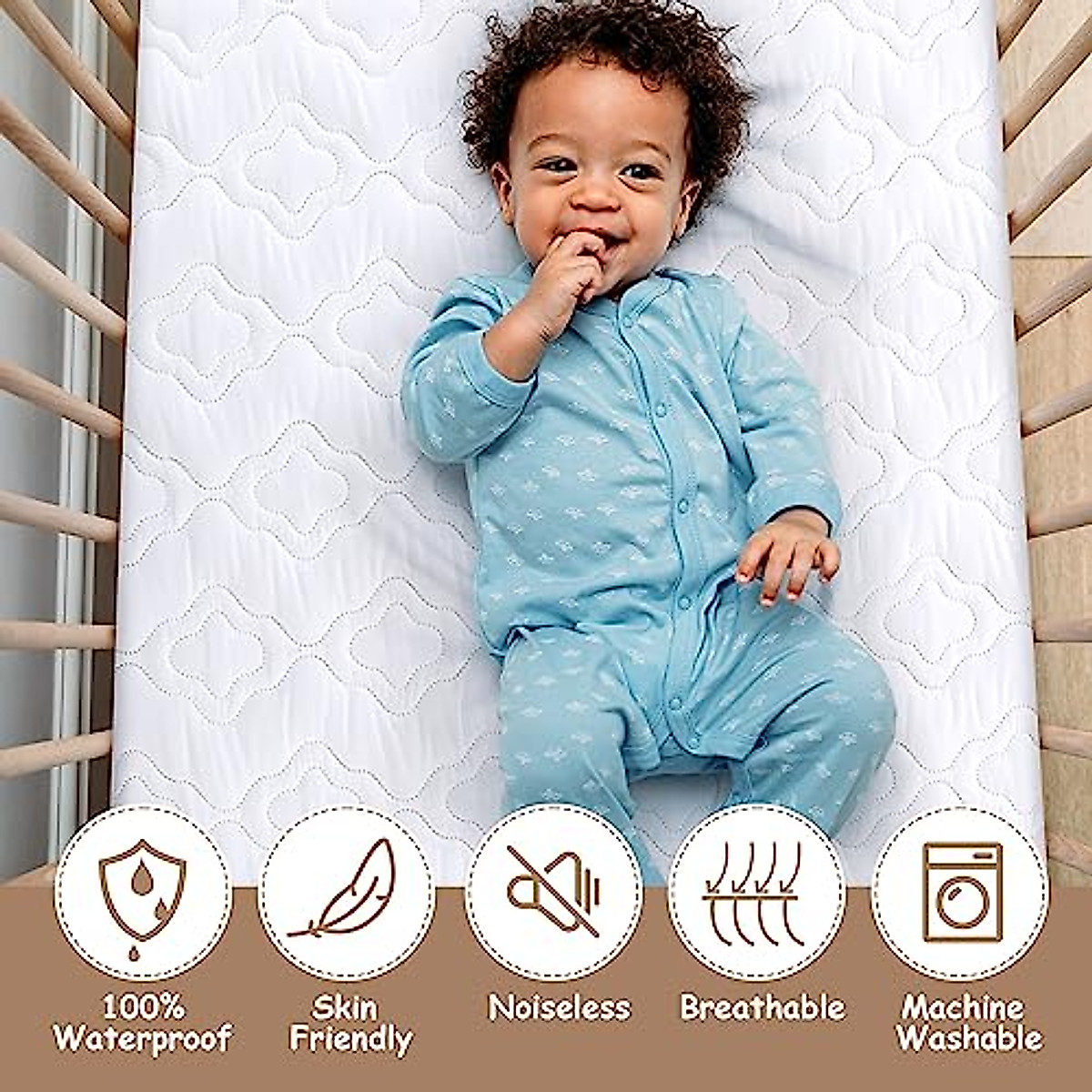 Looxii Waterproof Crib Mattress Protector 3 Pack Crib Mattress Pad Cover Soft and Breathable Absorbent Crib Toddler Mattress Cover