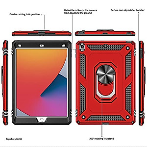 LeYi for iPad 9th Generation Case for Boys Kids, iPad 8th/ 7th Generation Case with Magnetic Stand, iPad 10.2 Case Military-Grade Shockproof Kickstand Protective Cover for Apple iPad 10.2 Inch, Red