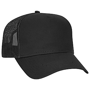 Otto Caps 5 Panel Low Profile Mesh Back Trucker Hat Cotton Twill Black