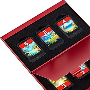 FUNLAB Switch Game Case Compatible with Nintendo Switch(OLED/Lite) Games Holder,Metal Switch Game Card Case with 6 game storage – Red