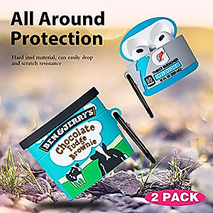 2 Pack Gkv for Airpods 3 Case for Airpod 3 (2021) Cover Unique Funny Fun Cute 3D Food Design Air Pods 3rd Generation Silicone Shell Cases for Girls Teen Boys Kids Ice Cream Cup+Blue Drink