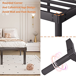 FDLOGW King Bed Frame, 16 Inch Metal Platform King Size Bed Frames with Round-Corner Leg, Heavy Duty Steel Slat Mattress Foundation, Easy Assembly, Noise-Free, No Box Spring Needed
