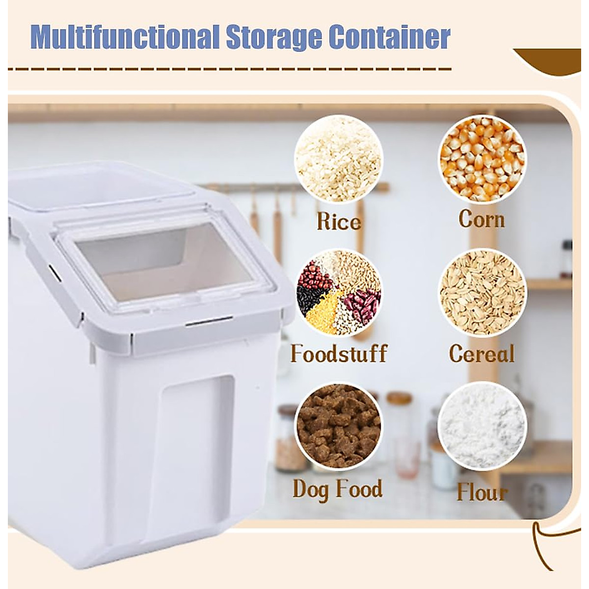 RUIAN 2pcs Food Container, Food Storage Box With Lid and Shovel, Airtight Kitchen Storage Container for Storing Dry Food, Cat/Dog Food Storage Container, Large