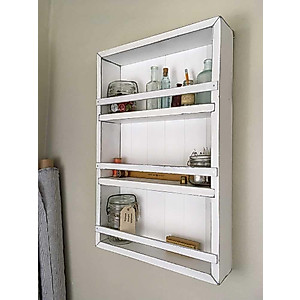 Mansfield Cabinet No. 102 - Solid Wood Spice Rack Cabinet White Wash/Black