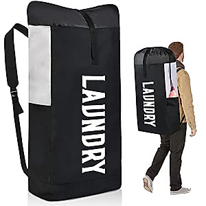Laundry Backpack, Laundry Bag Backpack Extra Large Heavy Duty, 115L Travel Laundry Bags with Shoulder Straps Dirty Clothes Bag Backpack with Drawstring Closure for Camp College Dorm Laundromat