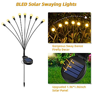 Solar Lights Outdoor, 4Pack Solar Firefly Lights for Outdoor Christmas Decorations, Solar Garden Lights Outdoor Waterproof, Outdoor Solar Lights for Yard, Swaying Outdoor Lights for Patio Decorations