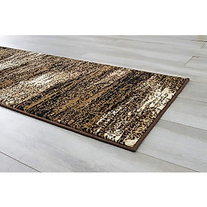Champion Rugs Modern Rugs for Living Dining Room Abstract Brush Area Rug Brown Mocha (2 Feet X 7 Feet Runner)