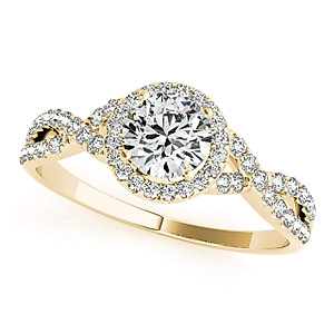 AoneJewelry 3/4 Carat Natural Diamond Halo Engagement Wedding Bridal Set Trio Ring With Twisted Design For Woman Crafted In 10K Solid Rose White And Yellow Gold, Best Valentinesday Gift