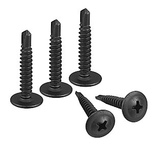 uxcell Phillips Head Self Tapping Screws, #8 x 1" Carbon Steel Self Drilling Sheet Metal Screw Black 50pcs