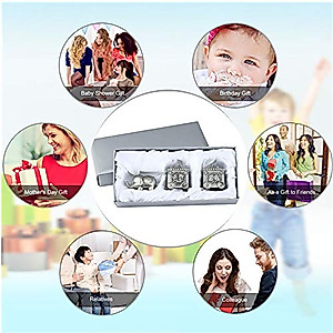 Baby Tooth Box, Kids Keepsake Organizer for Baby Teeth, My First Tooth and Curl Keepsake Box Set, Cute Children Silver Tooth Holder to Keep The Childhood Memory (Style 3)