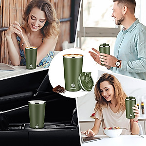 17oz Insulated Travel Coffee Mug with Flip Lid – Leakproof Stainless Steel Insulated Coffee Tumblers, Portable Thermos Cup for Hot & Cold Drinks, Perfect for Camping & On-the-Go