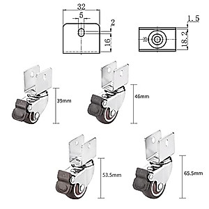 Caster Wheels,Set of 4,Heavy Duty Swivel Casters with Brake, Safety Dual Locking and No Noise Wheels, Swivel Plate Castors, for Furniture Trolley Crib Casters, U-Shaped Casters Castor Wheel (Size : 3