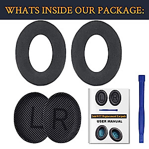 SoloWIT Cooling-Gel Ear Pads Cushions Replacement, Earpads for Bose QuietComfort 35 (QC35) and Quiet Comfort 35 II (QC35 II) Over-Ear Headphones, Noise Isolation Foam - Black