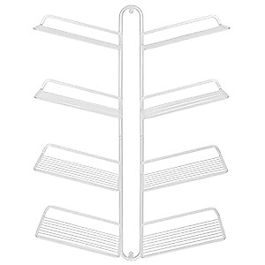 mDesign Modern Metal Shoe Display & Storage Rack - Perfect for Sneaker Heads - Store Your Collection of Kicks - 4 Tier, Wall Mount - White