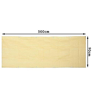 Bakaji 2832424 Wind Deflectors for Balcony Roof Rails in Hdpe Heavy Duty, UV Protection 90%, Eyelet Attachment, 12 m Rope Included, Off-White, 500 x 90 cm, Ecru