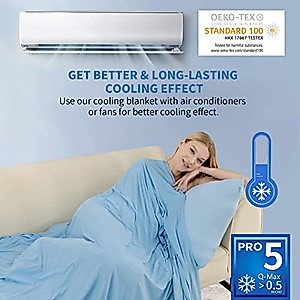 Auemtyn Cooling Throw Blanket with Double Sided Cold Effect,Twin Cool Blankets for Hot Sleepers,Arc-Chill Q-Max>0.52 Cool Fiber,Lightweight Breathable Summer Blankets for Night Sweats(60"x80",Blue)