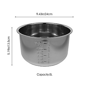 Kichvoe Stainless Steel Cookware Stainless Steel Inner Cooking Pot 5L Rice Cooker Liner Pot Electric Pressure Cooker Pot Silver Portable Electric Cooker