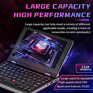 ZWYING 【Win 11/MS 2019office】 All Metal 7.0 inch Touch Screen Ultra-Light Mini Laptop High-Speed CPU J4105 12G RAM/256GB SSD High-Performance Notebook Computer (256GB SSD)