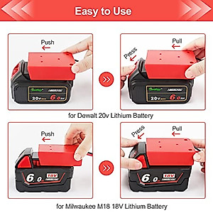 ZLWAWAOL Power Wheel Adapter with Fuse & Switch,Battery Adapter for Dewalt 20V for Milwaukee M18 18V Battery,with 14 Gauge Wire,Power Convertor for DIY Ride On Truck,RC Toys,Robotics and Work Lights