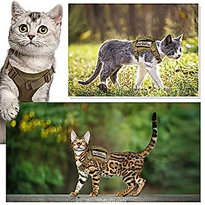 Tactical Cat Harness for Walking Escape Proof, Soft Mesh Adjustable Pet Vest Harness for Large Cat,Small Dog