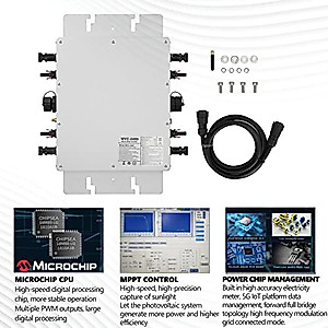 WVC-2400 MPPT Solar Grid Tie Micro Inverter 4 x 750W 22‑60V Input 85V‑263V Output WiFi Solar Microinverter Aluminum Alloy Solar Inverter Power Converter APP Monitoring