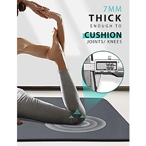 Yoga Mat Double-Sided Non Slip, 72'' x 32'' x 7mm - Extra Wide & Thick Yoga Mat with Strap, Ideal for Men Women Kids, Professional TPE Yoga Mats for Home Workout, Pilates and Floor Exercises