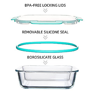 YANGNAY 10 Pack Glass Food Storage Containers with Airtight Lids, Leak-Proof Meal Prep Containers with Lids, Dishwasher/Microwave/Oven/Freezer Safe (Mint Green)