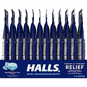HALLS Relief Mentho-Lyptus Cough Drops, 12 Packs of 30 Drops (360 Total Drops)