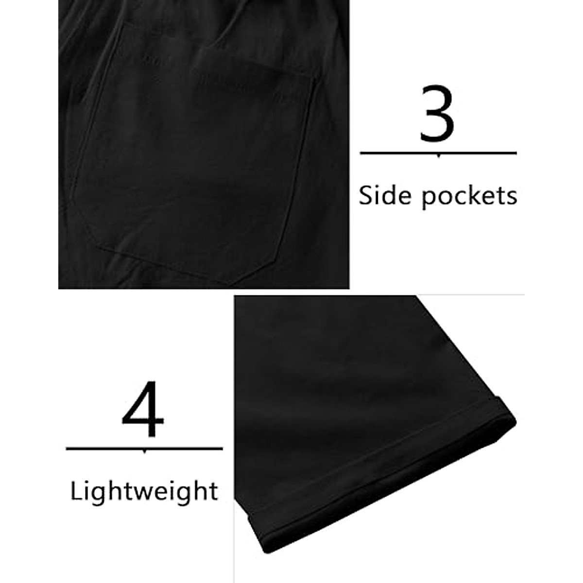 NANAMEEI Men's Drawstring Linen Pants Casual Beach Loose Trousers with Drawsting Elastic Waistband Pocket 2XL Black