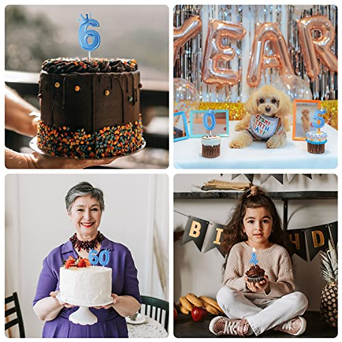 BOXOB 3inch Birthday Number Candle, Blue 3D Candle Cake Topper with Crown Cake Numeral Candles Number Candles for Birthday Anniversary Parties (Number 1)