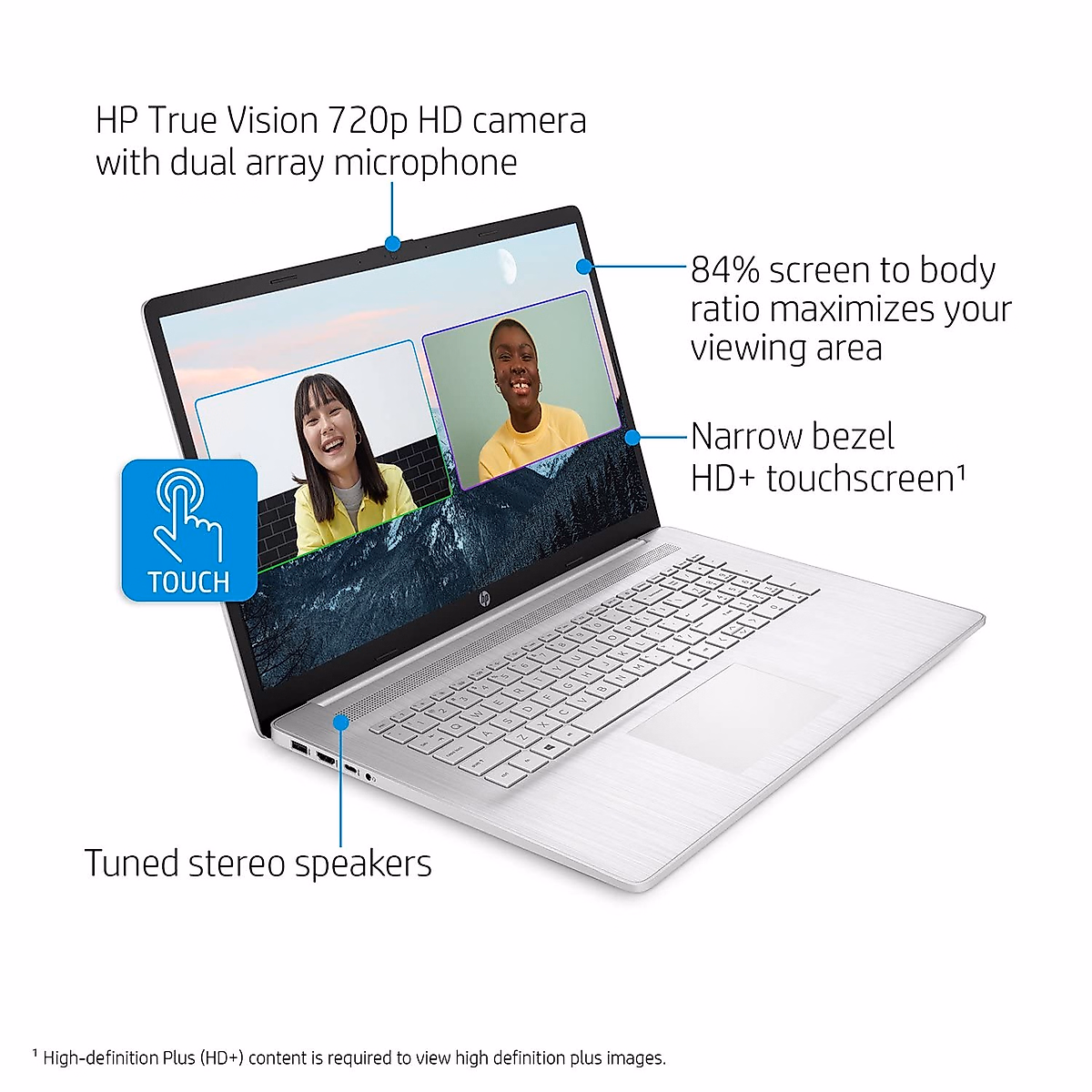 HP [Windows 11 Pro] 17.3" HD Touchscreen Business Laptop, AMD Ryzen 5-5500U, 32GB RAM, 1TB SSD, HDMI, WiFi, Type-C, Full-Size Keyboard, Numeric Keypad, Long Battery Life, USB Business Card
