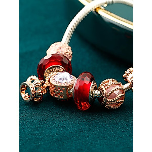 TIFVGEV 2pcs Murano Glass Charms for Pandora Bracelets, Authentic 925 Sterling Silver Charms for Bracelets, Red Charms for Women