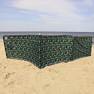 erda Forest Camo Pro Beach Recycled Polyester Rip-Stop 20 ft Lightweight Windscreen, Privacy Screen, Wind Blocker, Free Matching Shoulder Bag