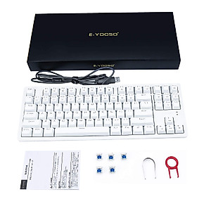 Xceahu 60% Mechanical Gaming Keyboard Rainbow Backlit 87 Key - E-YOOSO K620 Blue Switches TKL Keyboards, White