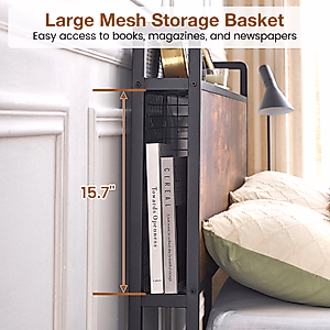 GAOMON Queen Size Bed Frame with Storage Headboard and 4 Drawers LED Lights Metal Platform Bed Frame with Charging Station, Mattress Foundation Strong Wood Slats Support, No Box Spring Needed