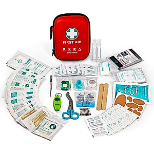 General Medi First Aid Kit - 170 Pieces Hard Case and Lightweight - Great for Travel, Home, Office, Vehicle, Camping, Workplace & Outdoor (Red)