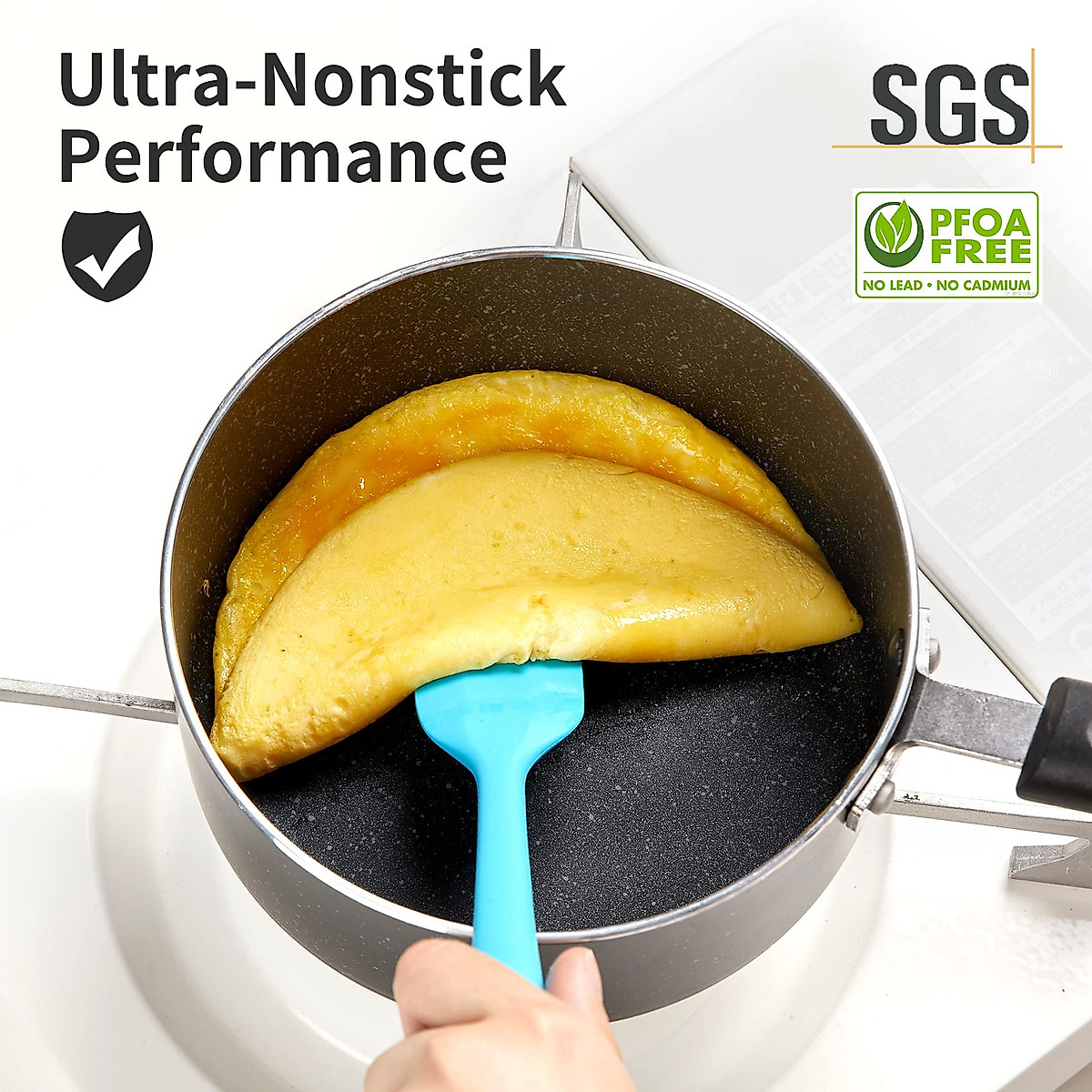 RATWIA 2 Quart Saucepan with Lid,Ultra Nonstick Sauce Pan 2Qt Small Pot with Glass Lid,Great for Home Kitchen Restaurant,Black