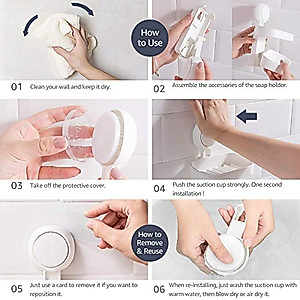 TAILI Suction Cup Pack of 3 Soap Holder & Shower Caddy NO-Drilling Removable Bathroom Organizer Set Powerful Heavy Duty Waterproof Caddy Organizer for Bathroom & Kitchen - White