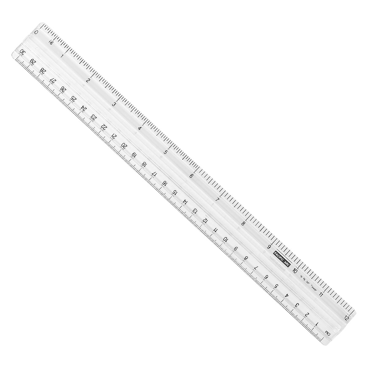 Pacific Arc - Finger Grip Ruler - 12 inch - Inch and Metric - Clear - Easy Drafting on Parallel Bars, Engineering, Architecture and Students Tools, Easy Grip.