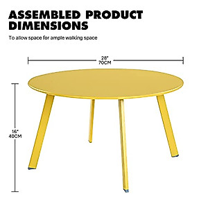 Grand patio Round Outdoor Coffee Table, Weather Resistant Metal Large Side Table for Balcony, Porch, Deck, Poolsid, Yellow